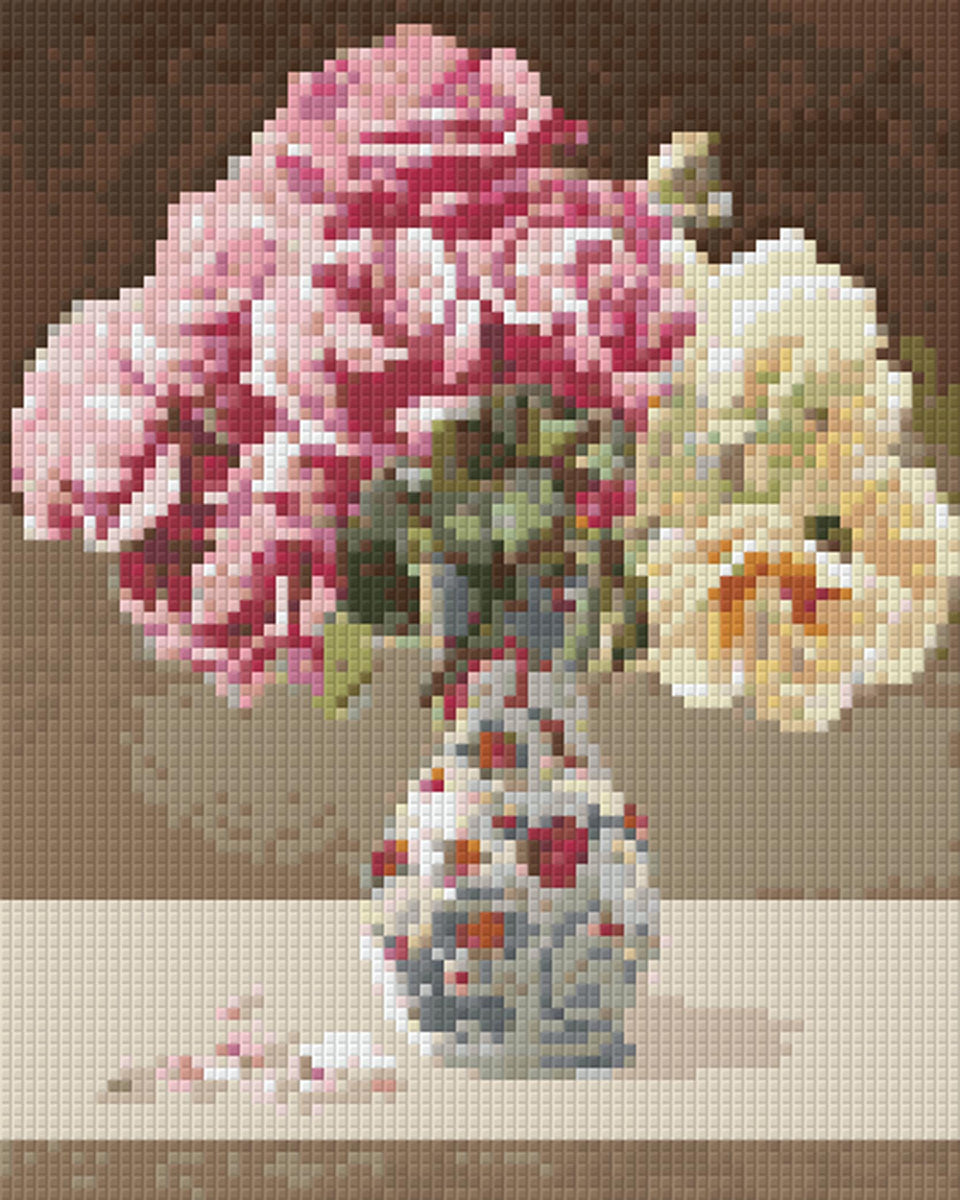 Roses in an Oriental Vase – Pixel Art USA