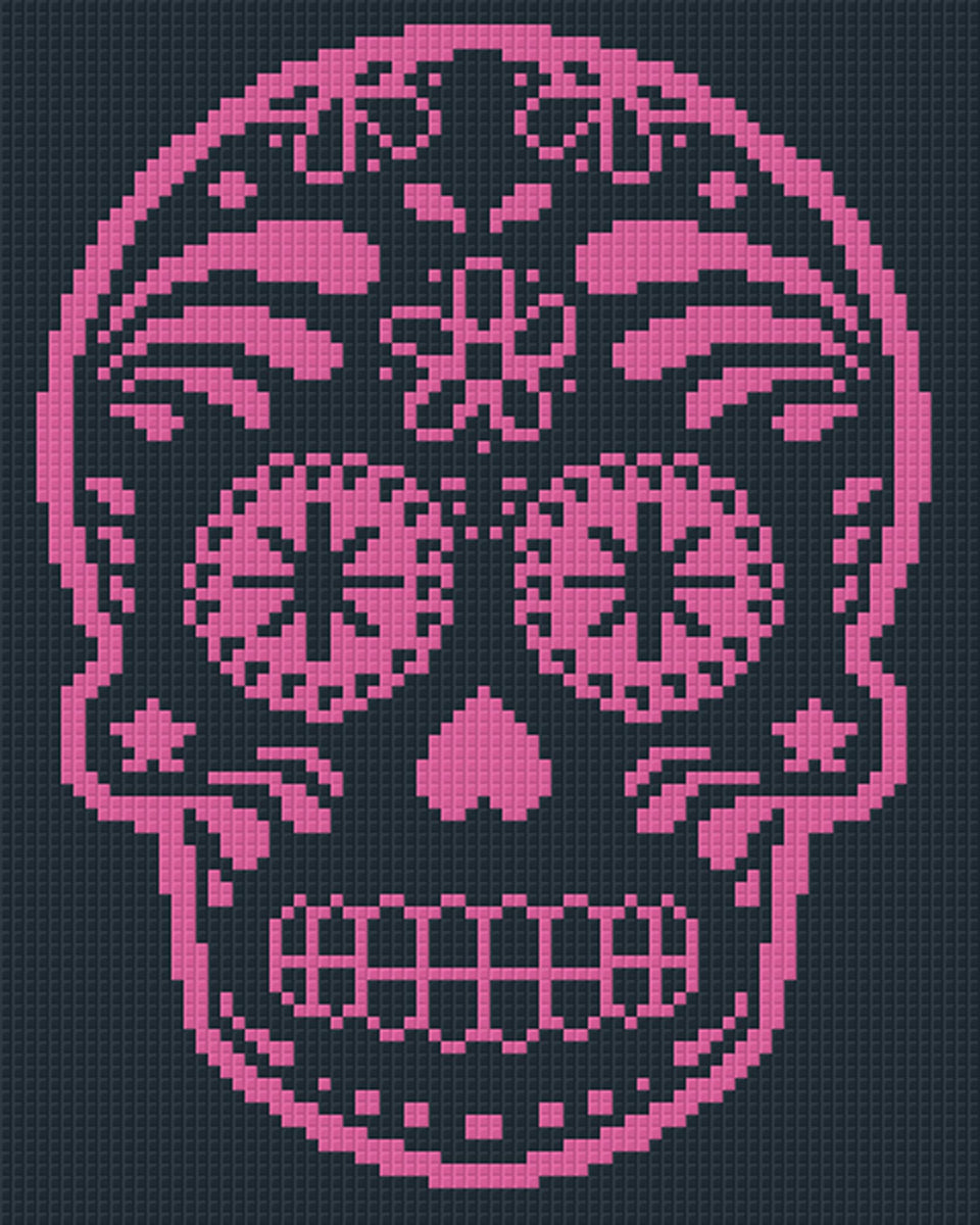 Sugar Skull Pink – Pixel Art USA