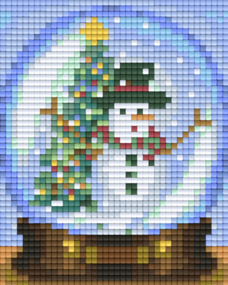 Snowman Snow Globe – Pixel Art USA