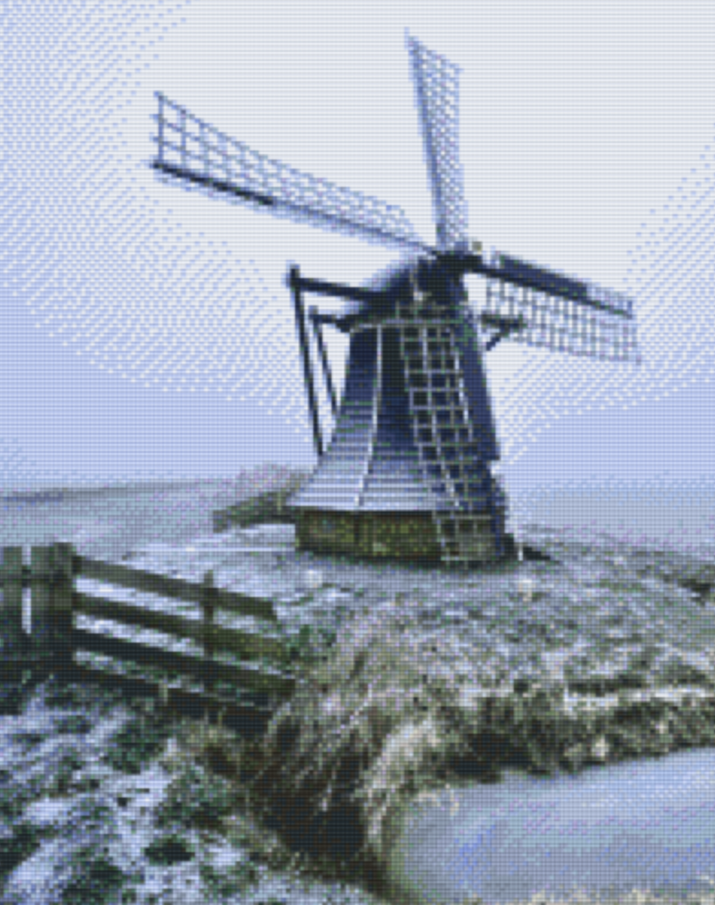 Winter Windmill – Pixel Art USA