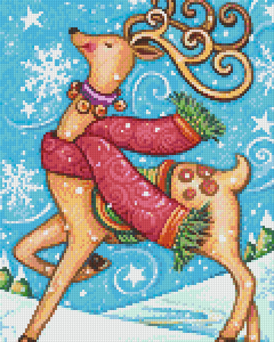 Holiday Cheer Reindeer – Pixel Art USA