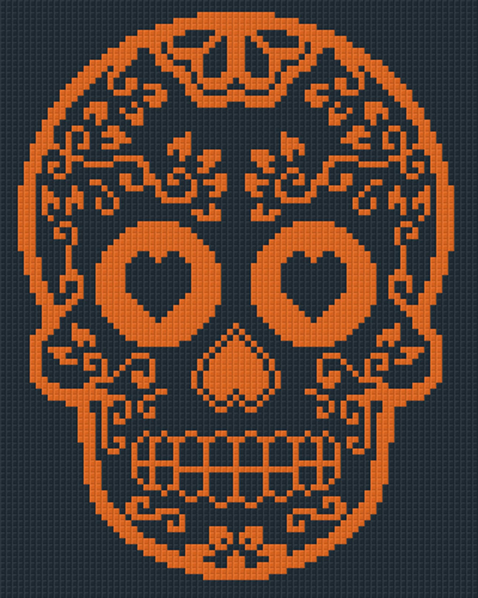 Sugar Skull Orange – Pixel Art USA