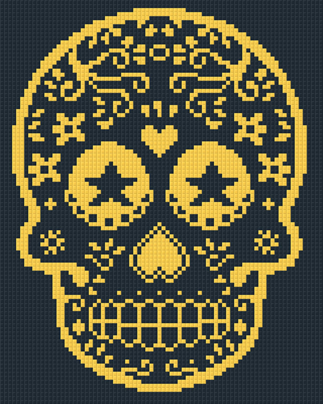 Sugar Skull Yellow – Pixel Art USA