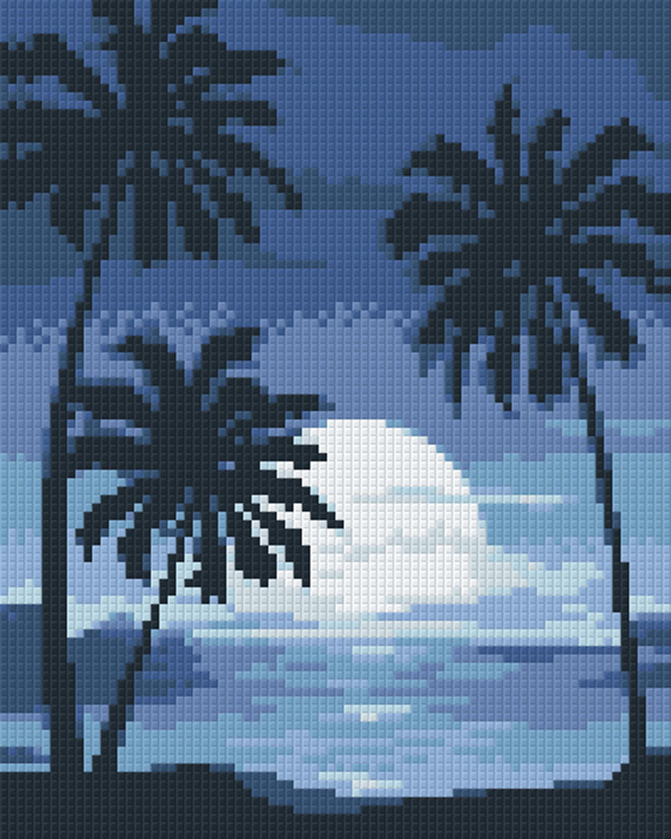 Moonlight With Palm Trees – Pixel Art USA