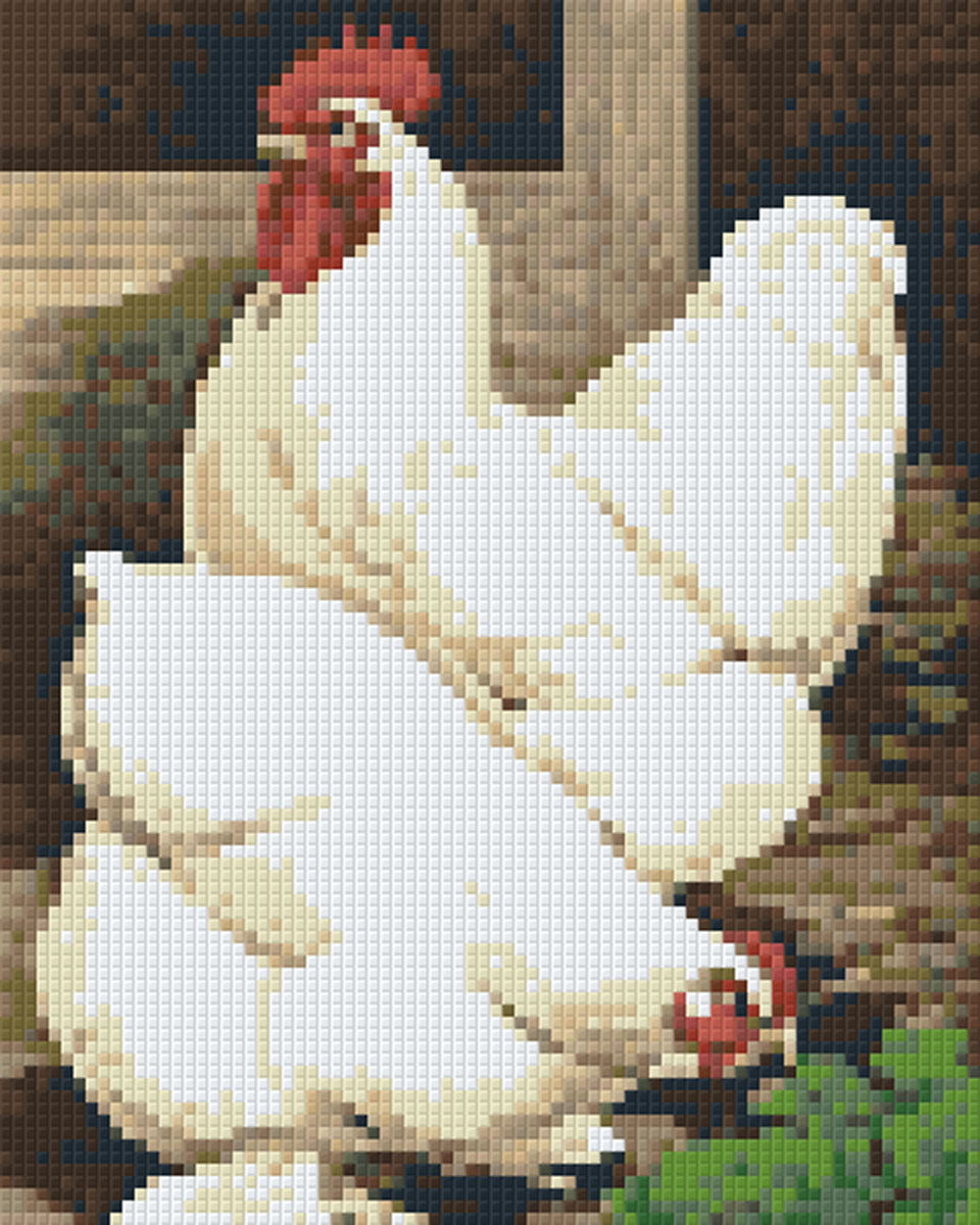 White Cochin Chickens – Pixel Art USA