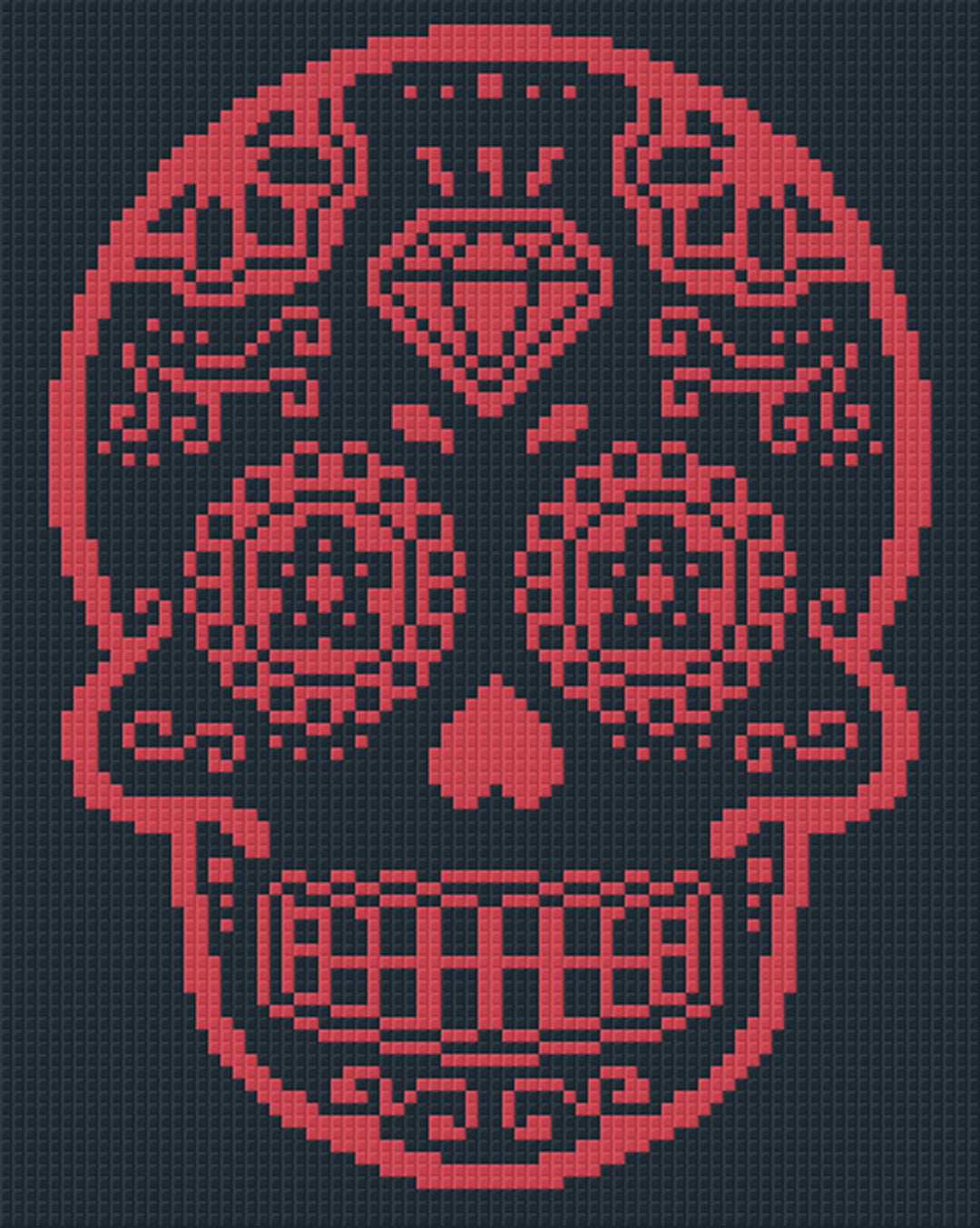 Sugar Skull Red – Pixel Art USA