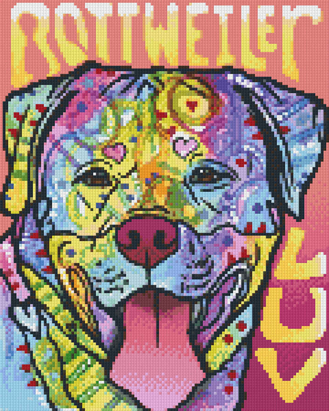 Rottweiler Luv – Pixel Art USA