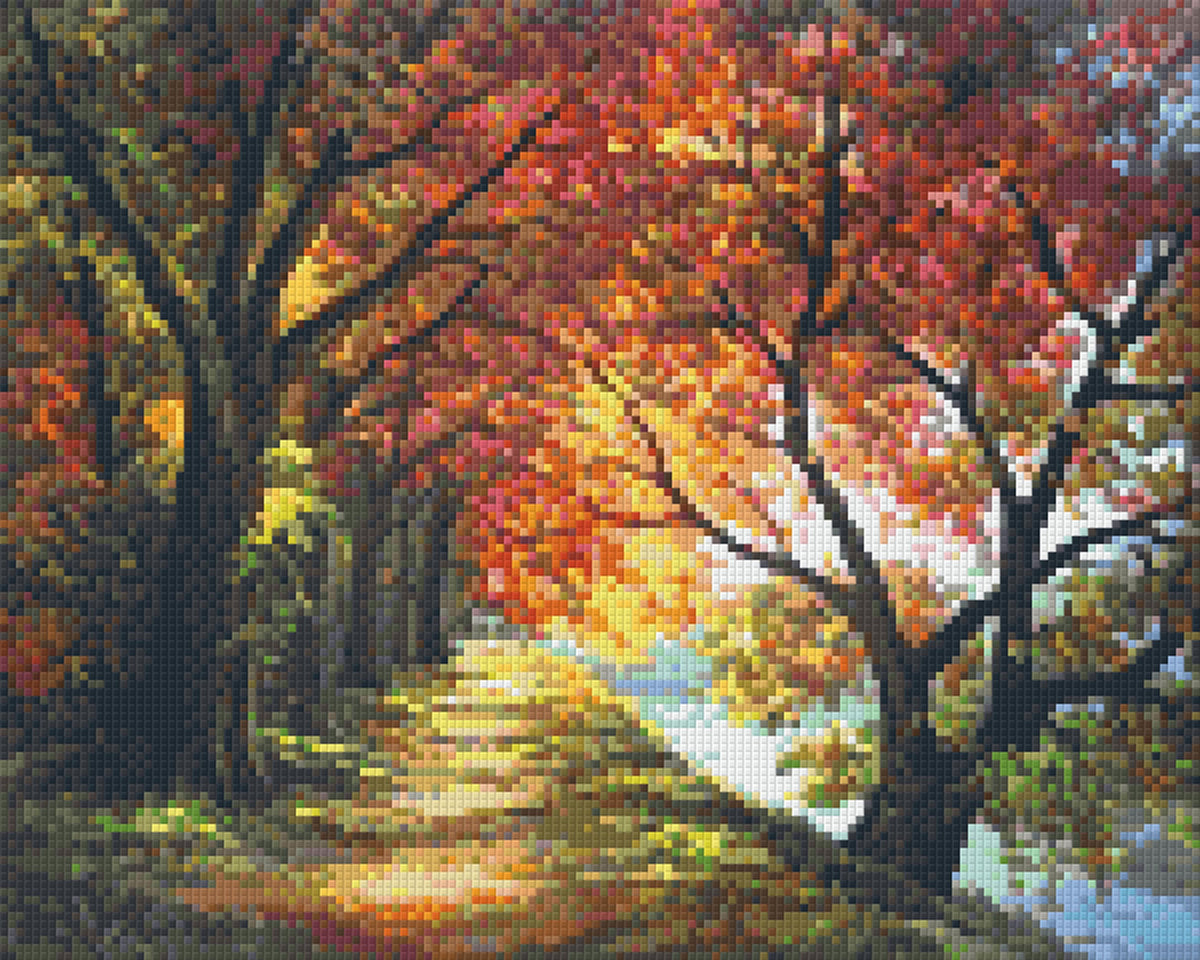 Sunny Autumn Path – Pixel Art USA