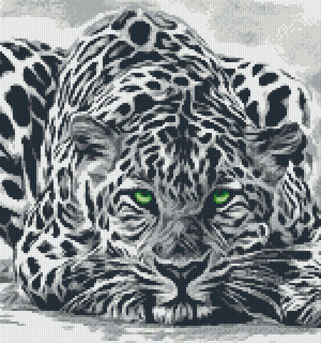 Black and White Leopard – Pixel Art USA