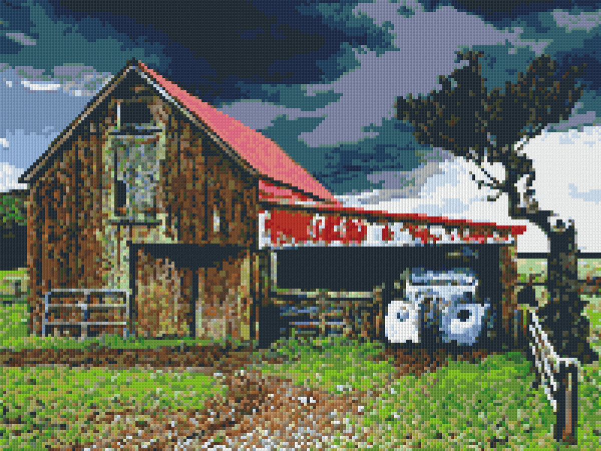Old Barn in a Storm – Pixel Art USA