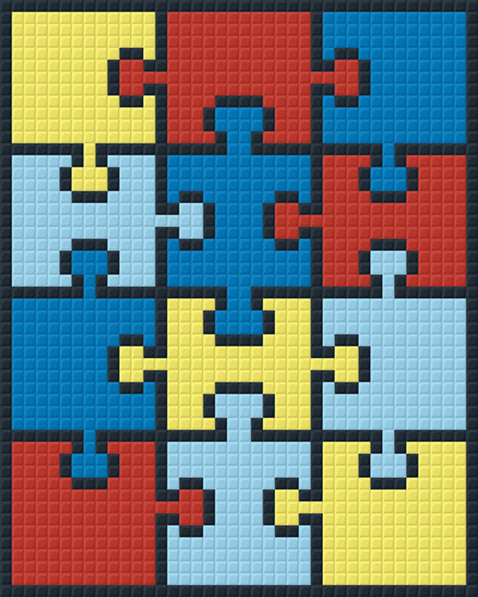 Autism Awareness Puzzle Pieces – Pixel Art USA