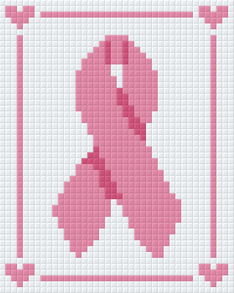 Breast Cancer Awareness Ribbon – Pixel Art USA