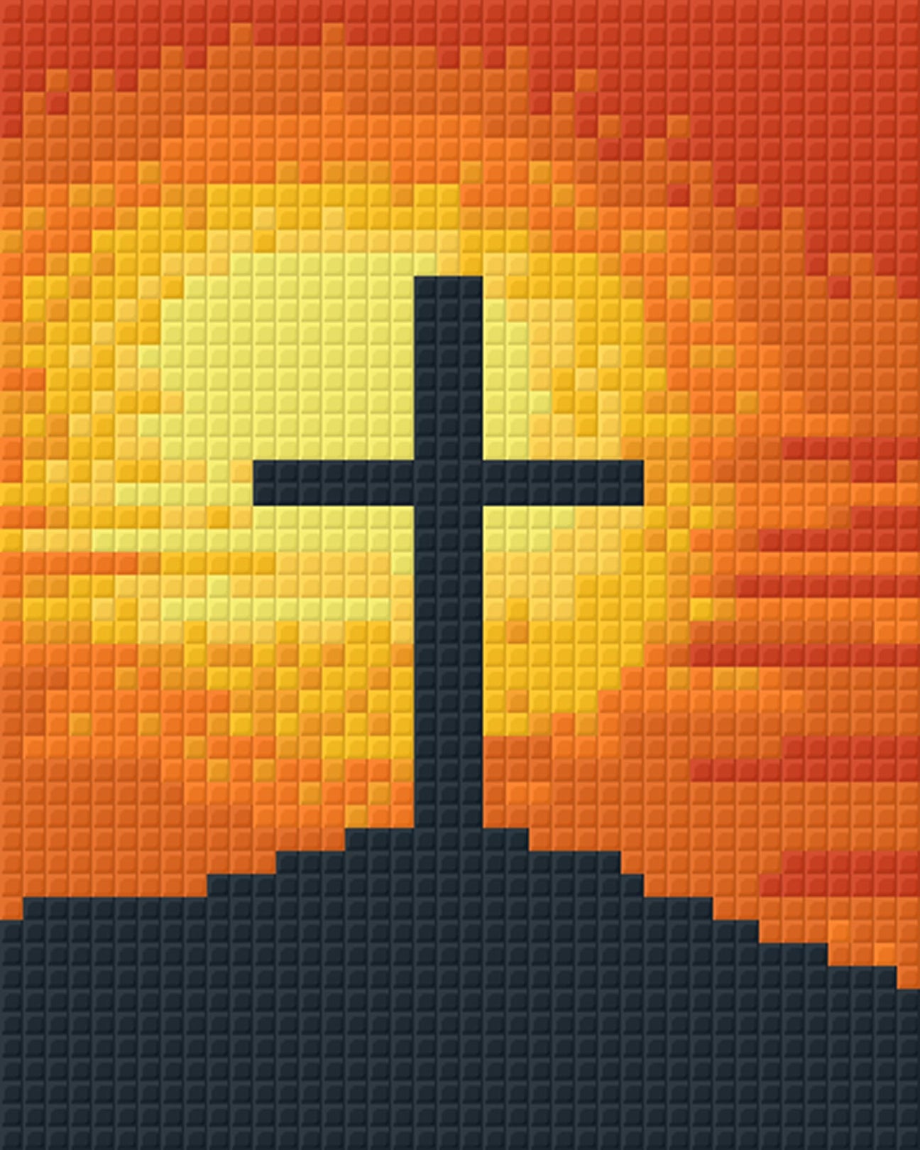 Sunset Cross – Pixel Art USA