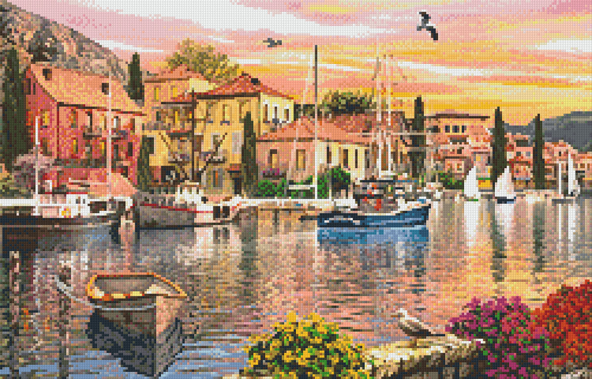 Harbour Sunset – Pixel Art USA