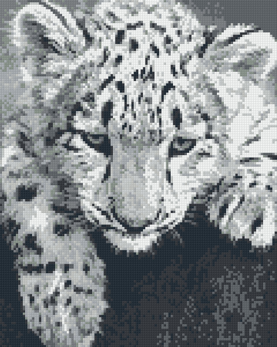 Snow Leopard Cub – Pixel Art USA