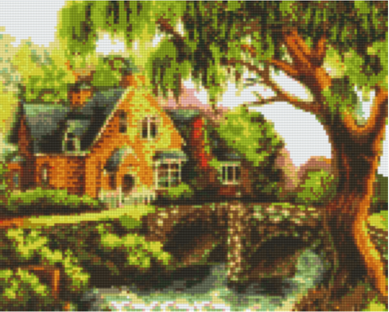 Dutch House with Bridge – Pixel Art USA